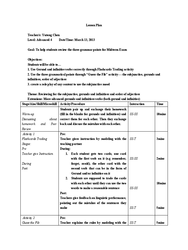 Lesson Plan | PDF | Lesson Plan | Test (Assessment)