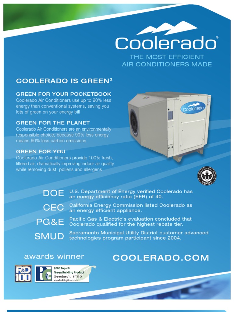 Coolerado C60brochure | PDF | Air Conditioning | Efficient Energy Use