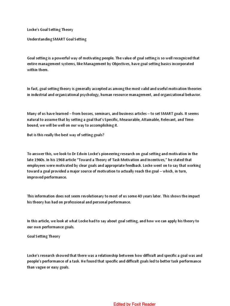 Goal Setting Theory | PDF | Goal Setting | Goal