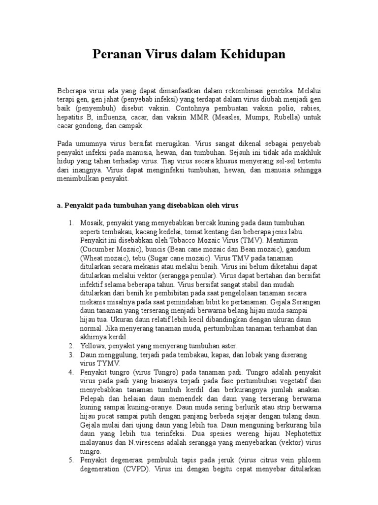 Peranan Virus Dalam Kehidupan | PDF