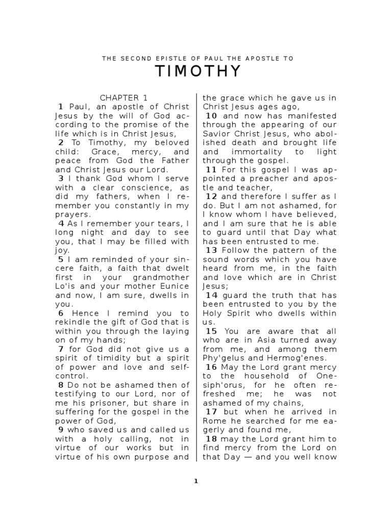 Bible 2 Timothy | PDF | Mercy | Grace In Christianity