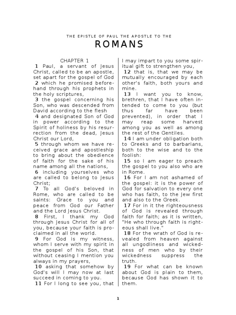 Romans The Epistle Of Paul The Apostle To The Pdf Epistle To The