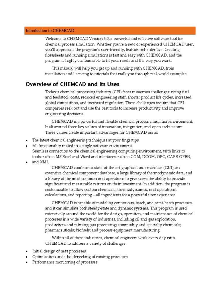 Introduction To CHEMCAD | Download Free PDF | Simulation | Chemical Reactor