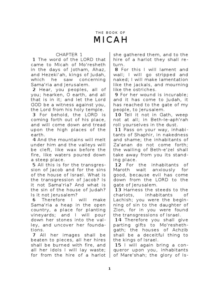 Micah: The Book Of | Torah | Torah Books