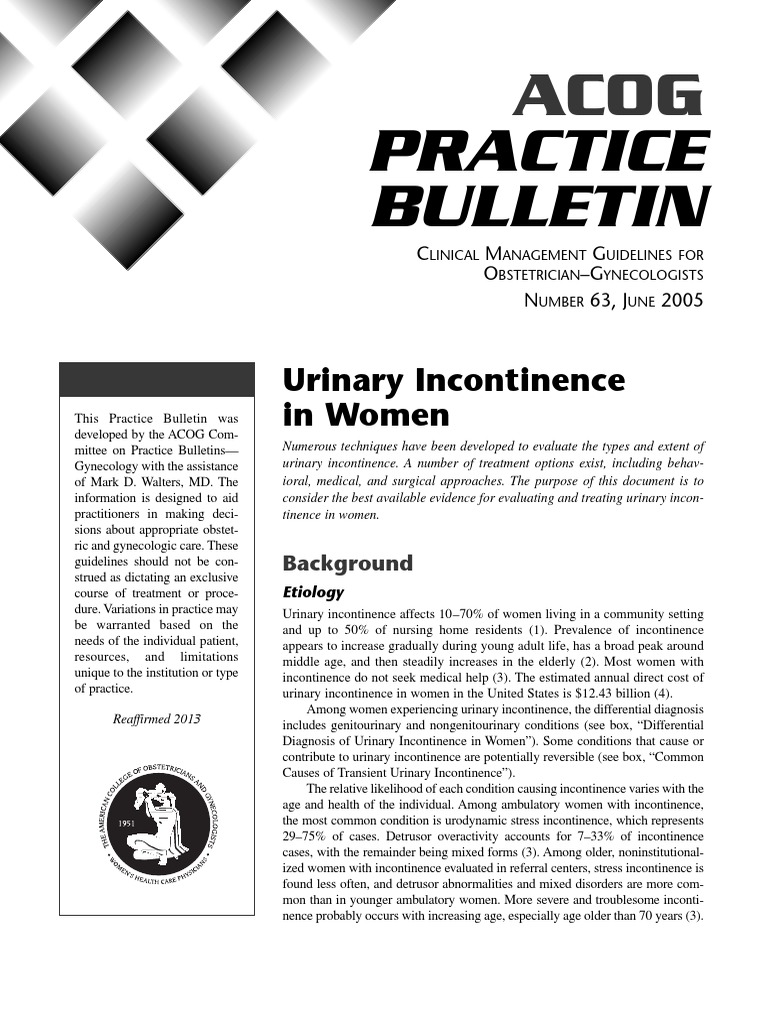 Urinary Incontinence | PDF | Urinary Incontinence | Urology
