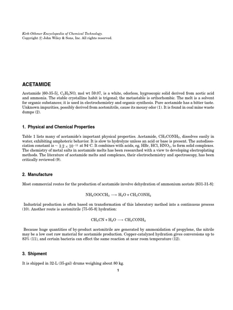 Acetamide | PDF | Ammonia | Acetic Acid