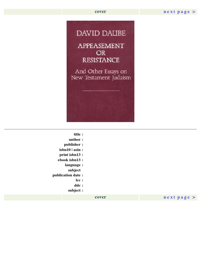 David Daube - Essays On Some NT Themes | PDF | Pharisees | Gospel Of ...