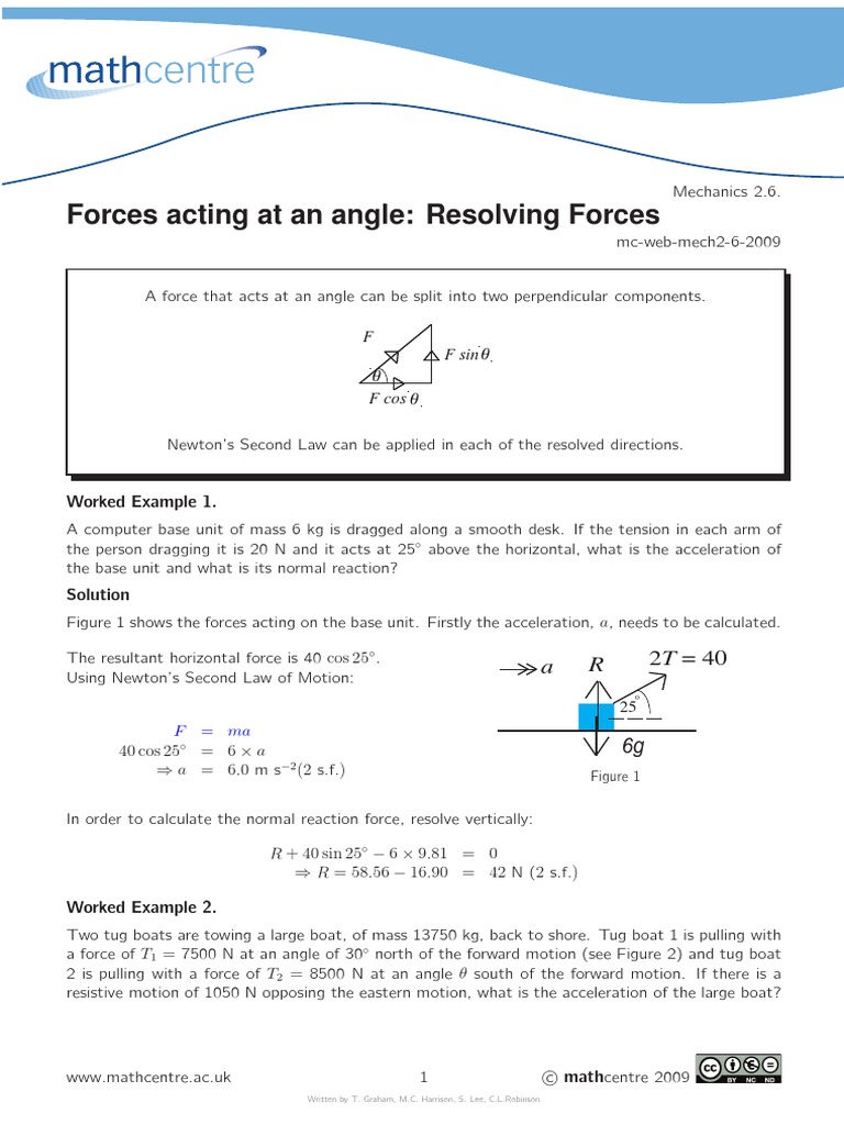 Forces at An Angle | PDF | Tension (Physics) | Force