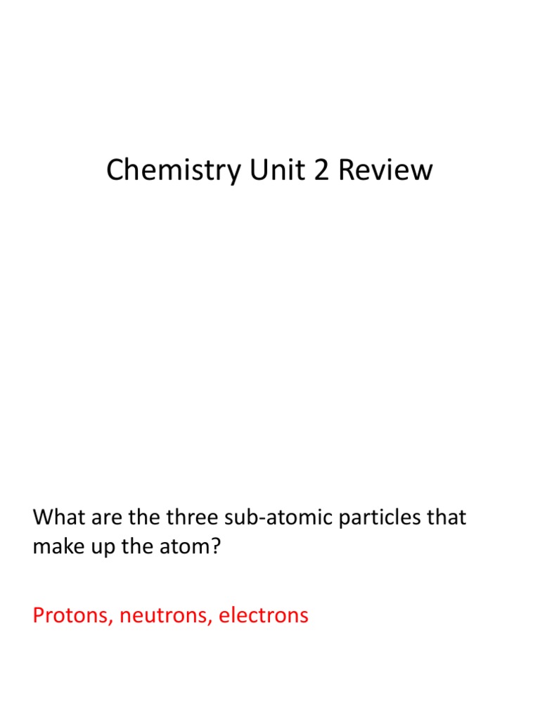 Chemistry Unit 2 Review Key | PDF | Atoms | Atomic Nucleus