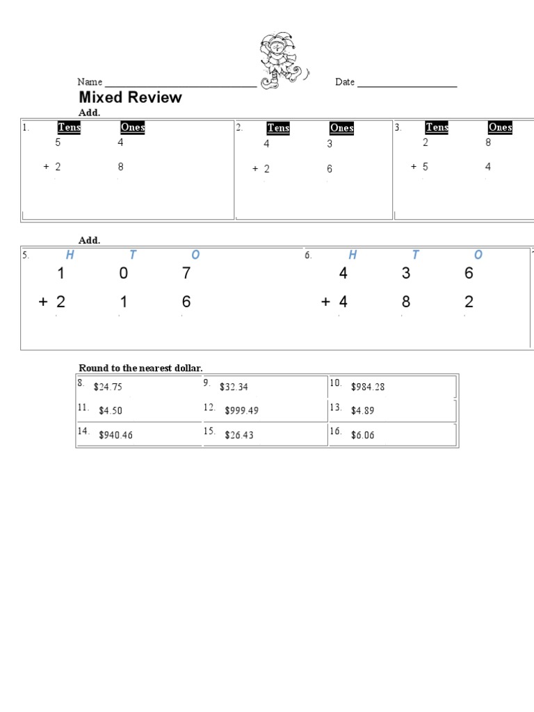 Mixed Math Review Worksheet | PDF | Numbers | Arithmetic