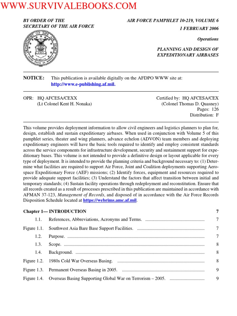 2006 Us Air Force Planning & Design of Expeditionary Airbases 126p ...