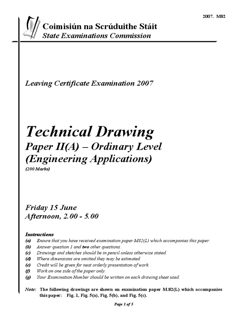 Technical Drawing: Paper II (A) - Ordinary Level (Engineering ...