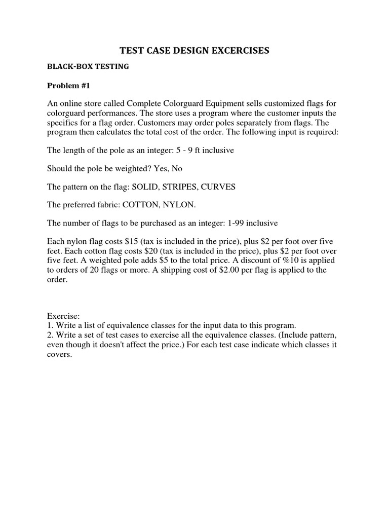 Test Case Design Excercises | PDF | Computer Program | Programming