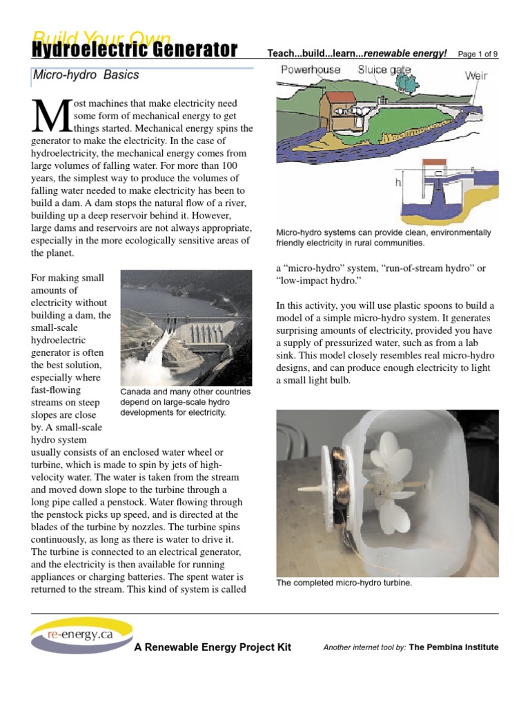 Build Your Own: Hydroelectric Generator | PDF | Electric Current ... Build Your Own: Hydroelectric Generator | PDF | Electric Current ...