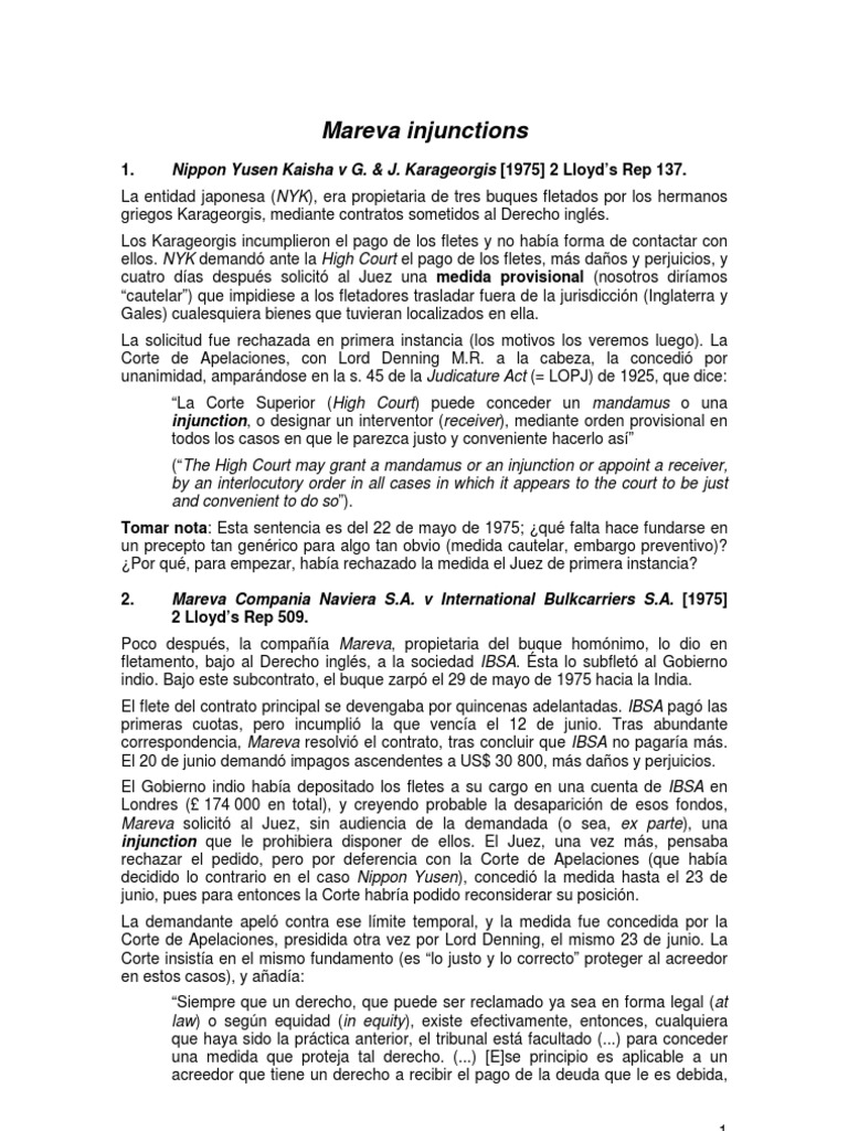 La Mareva Injunction | PDF | Ley común | Jurisdicción