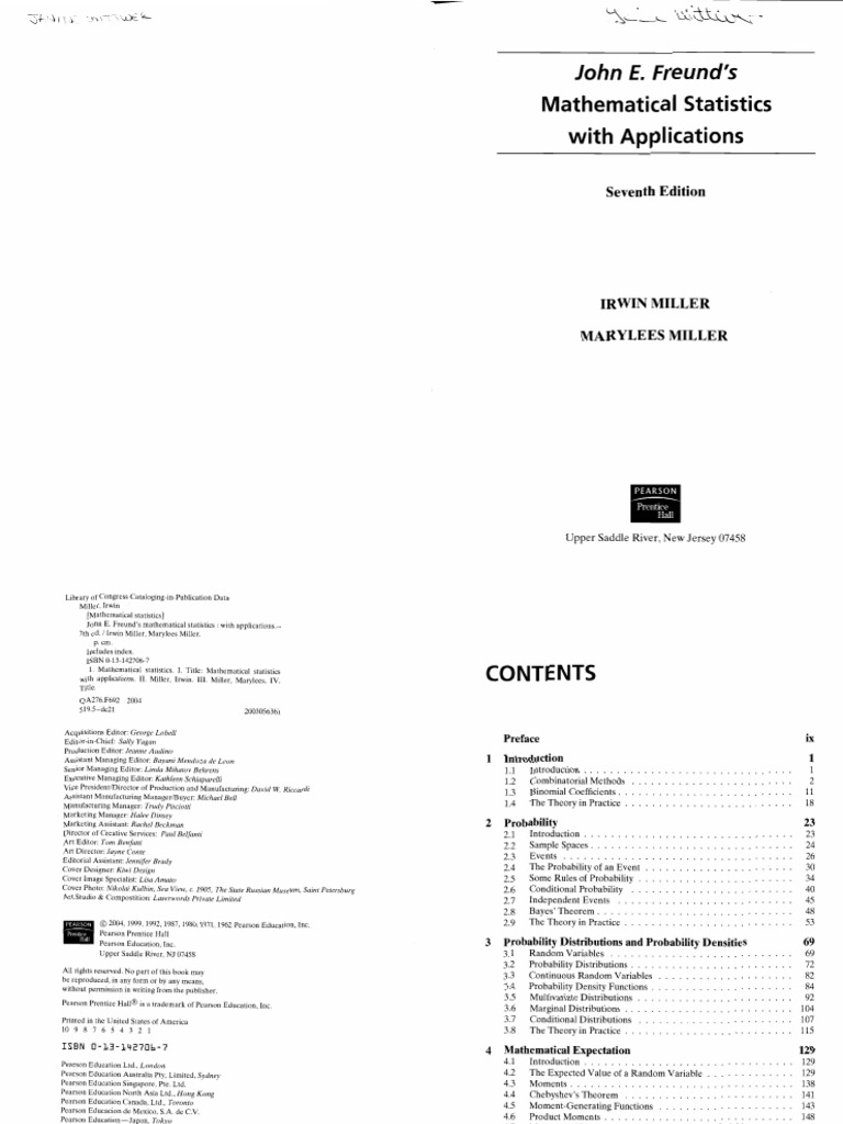 John E. Freund's Mathematical Statistics With Applications: ch1 - 2 | PDF