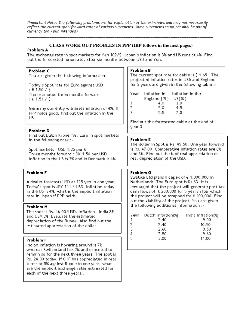Problems On PPP and IRP | PDF | Japanese Yen | Exchange Rate