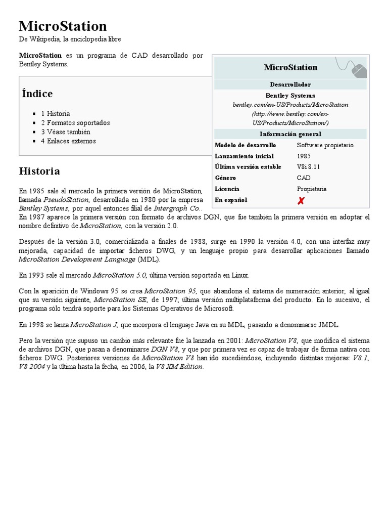MicroStation - Wikipedia, La Enciclopedia Libre | PDF | Familias de ...