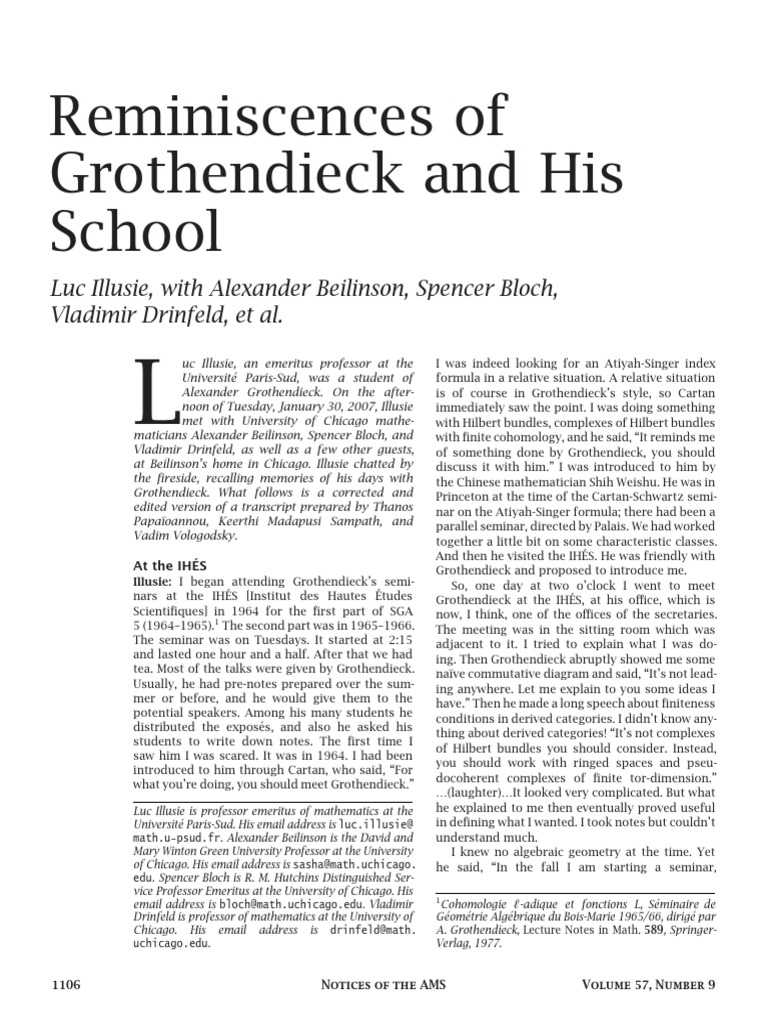 Reminiscences of Grothendieck and His School | PDF | Functions And ...