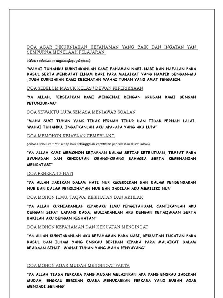 Doa untuk Kejayaan dan Ingatan Kuat | PDF
