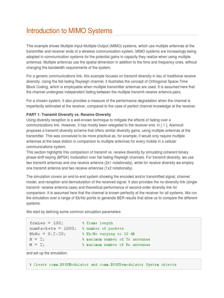 Comparing Transmit and Receive Diversity Techniques for MIMO Systems ...