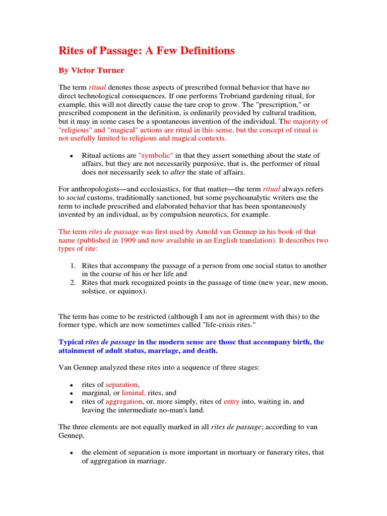 Rites Of Passage Rituals Anthropology