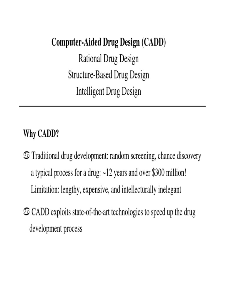 Computer Aided Drug Design Cadd Rational Drug Design Structure Based Drug Design Intelligent