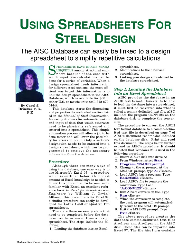 Steel Design Spreadsheet Integration | PDF | Spreadsheet | Microsoft Excel
