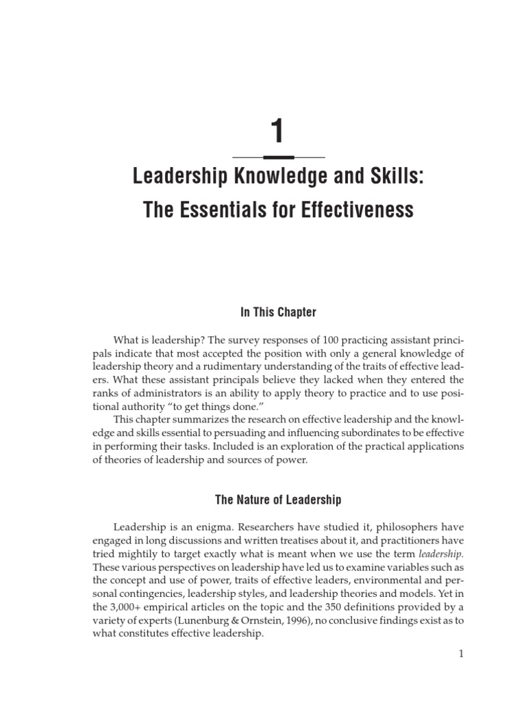Leadership Knowledge and Skills: The Essentials For Effectiveness | PDF ...