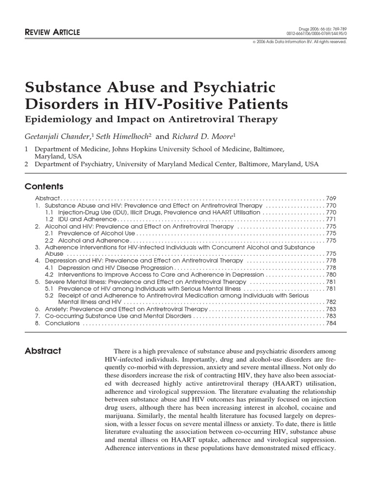Substance Abuse and Psychiatric Disorders in HIV-Positive Patients ...