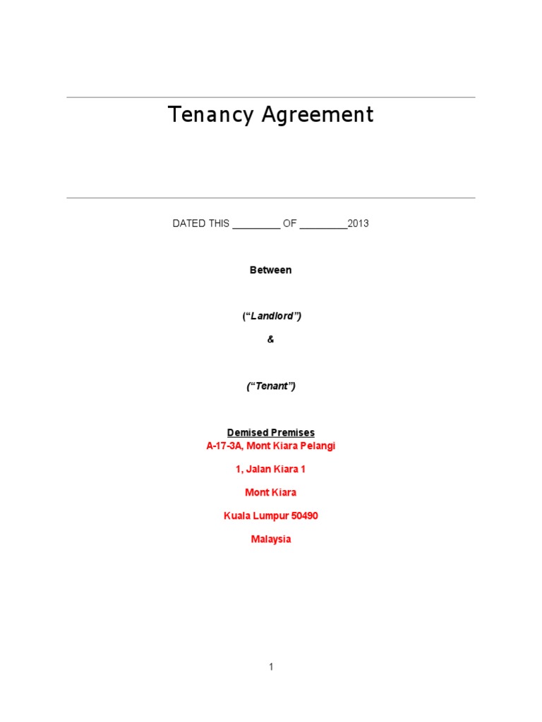 Tenancy Agreement Template | PDF | Leasehold Estate | Landlord