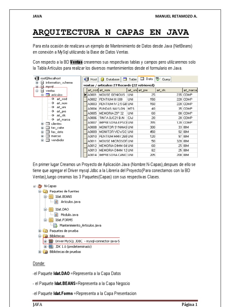 Arquitectura N Capas en Java | PDF | Java (lenguaje de programación) | Mi sql