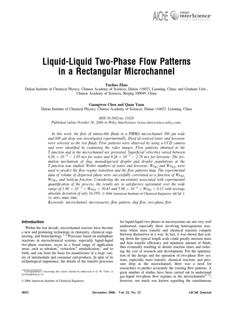 Liquid-Liquid Two-Phase Flow Patterns in A Rectangular Microchannel ...