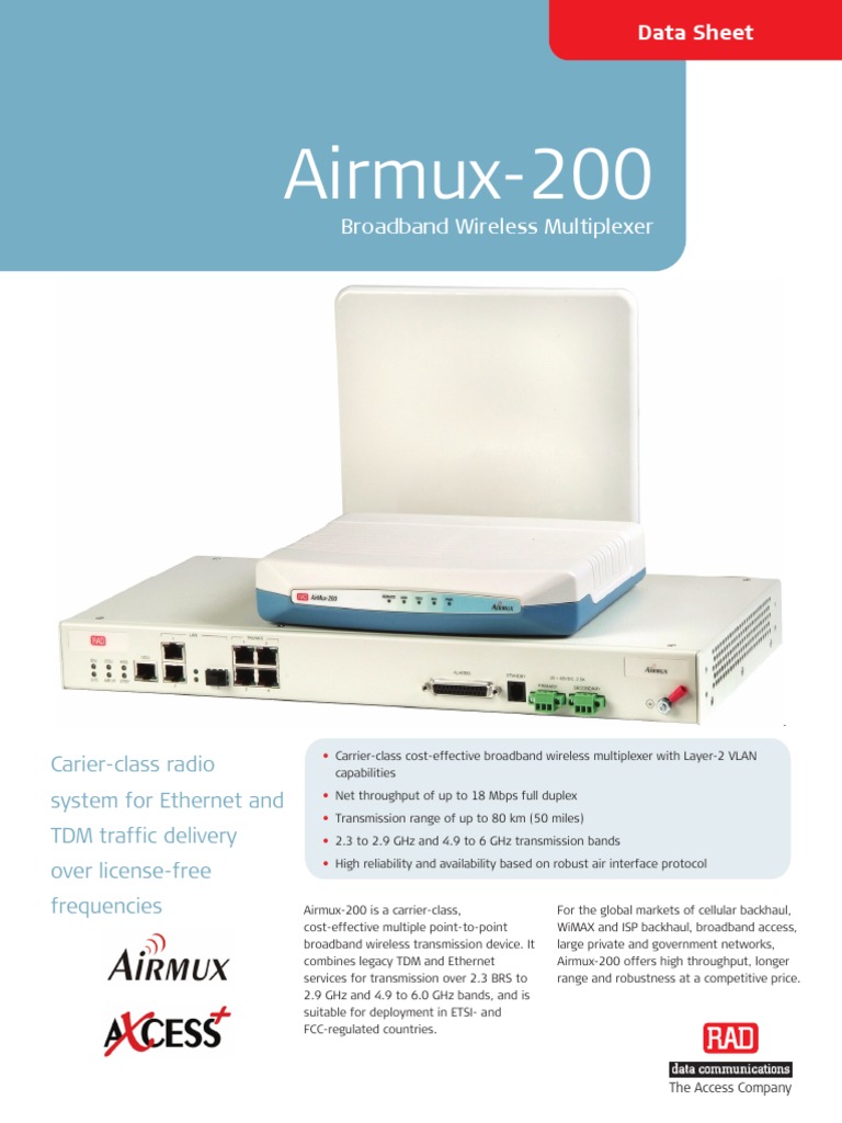 Airmux-200: Broadband Wireless Multiplexer | PDF | Internet Access ...