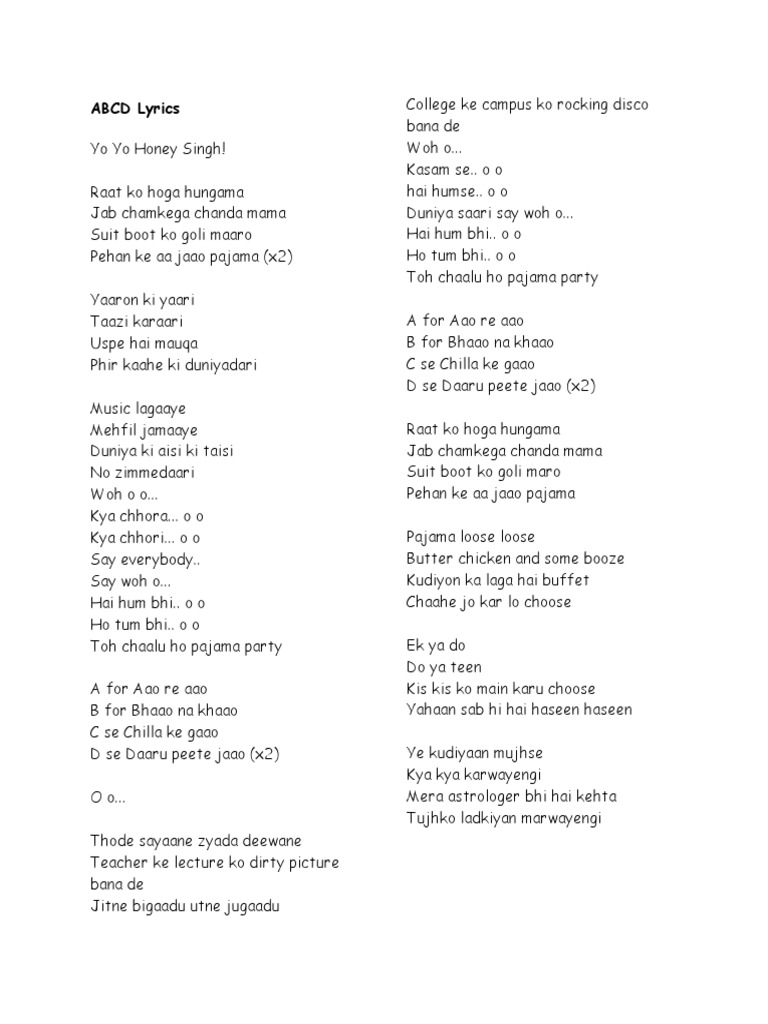 ABCD Lyrics | PDF | Foreign Language Studies