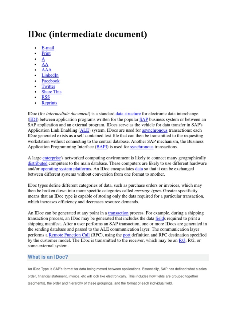 What is an IDoc | PDF | Electronic Data Interchange | File Format