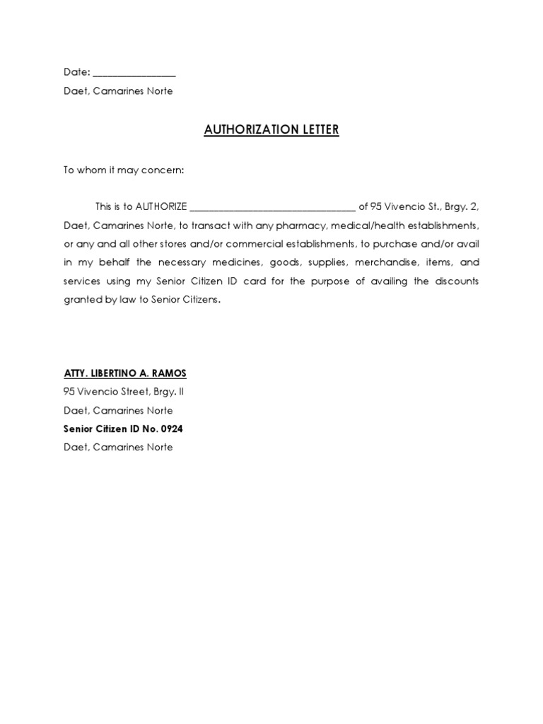 Authorization Senior Citizen Discount | PDF | Business | Wellness