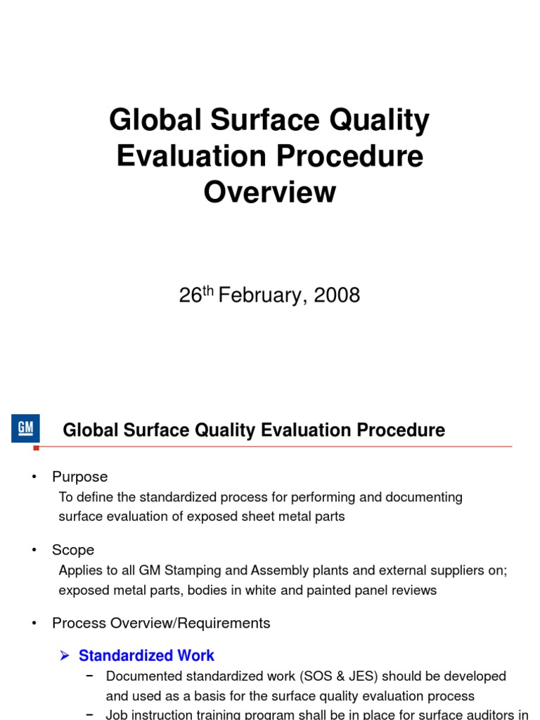 Global Surface Quality Evaluation Guide | PDF | Calibration | Evaluation