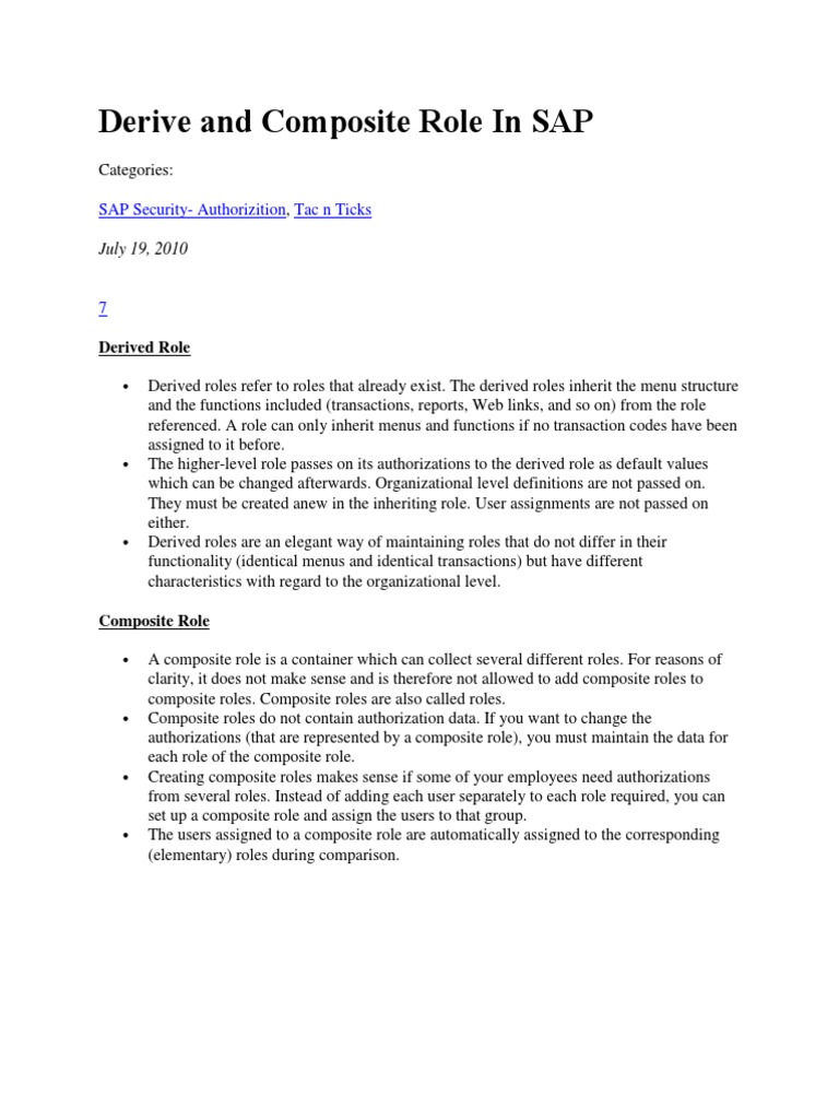 Derive and Composite Role in | PDF