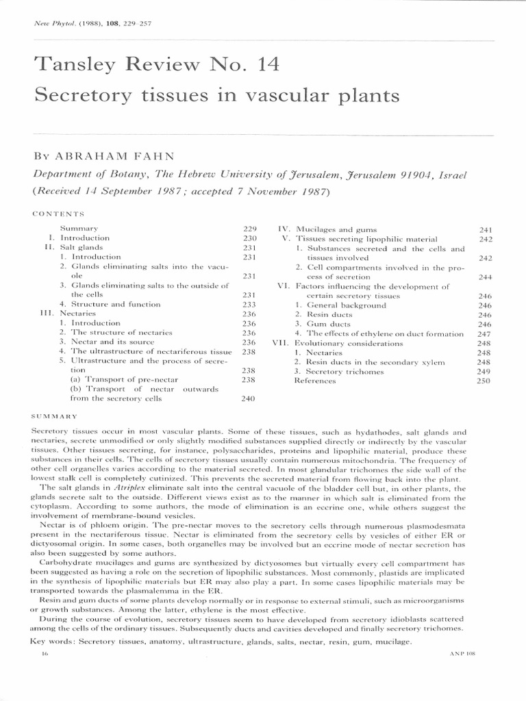 Secretory Tissues in Plants | PDF | Secretion | Endoplasmic Reticulum