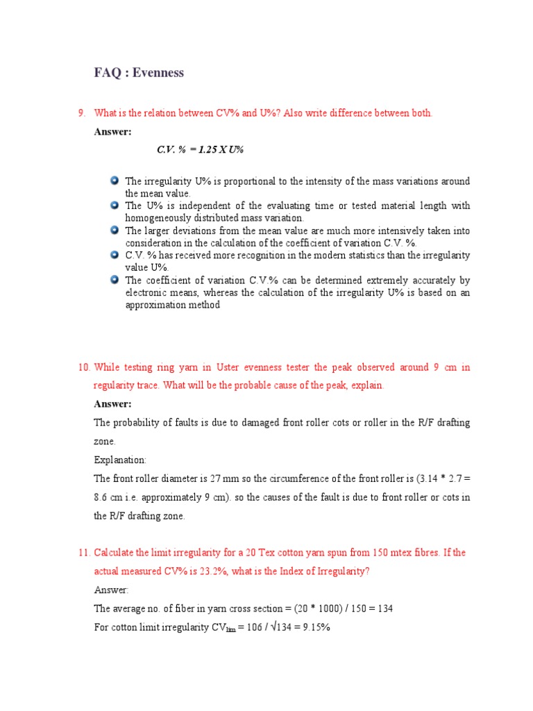 CV Calculation | PDF | Coefficient Of Variation | Yarn