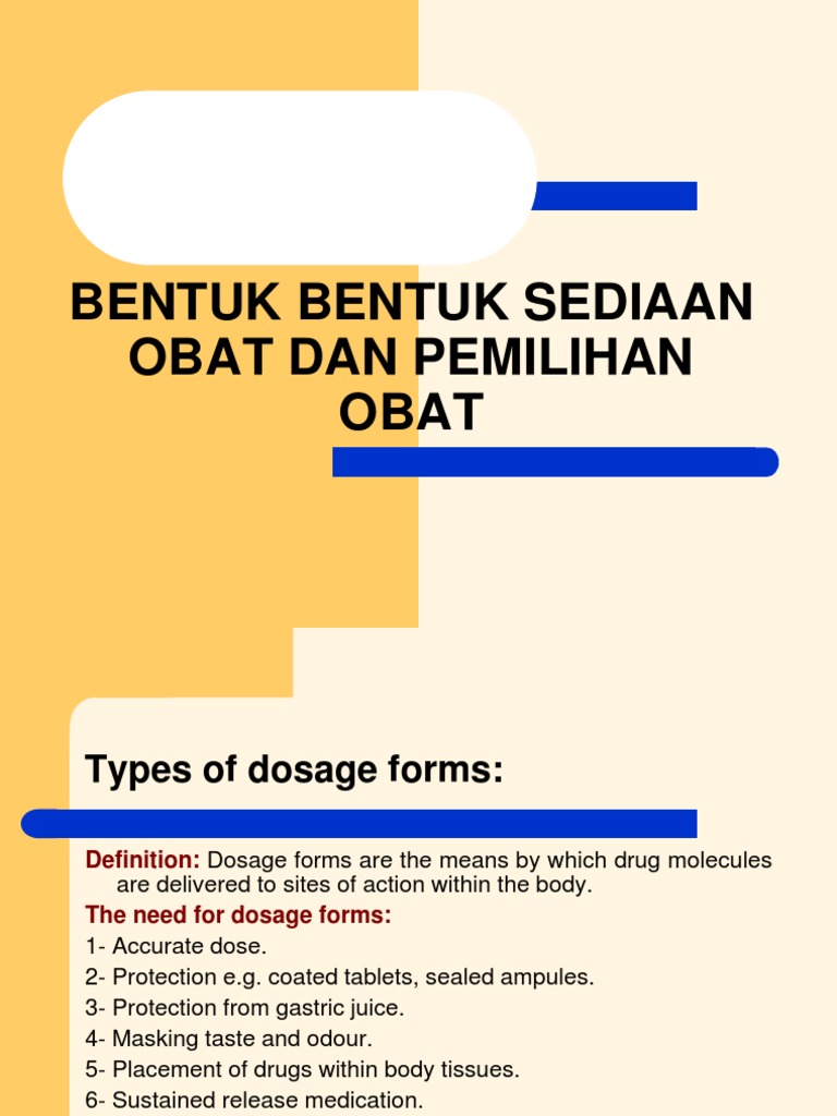 Bentuk Bentuk Sediaan Obat Dan Pemilihan Obat | PDF | Injection ...