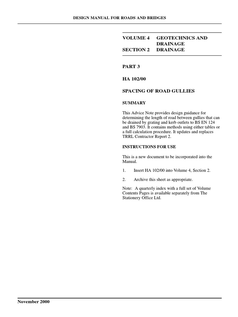 Geotechnics and Drainage Section 2 Drainage: Design Manual For Roads ...