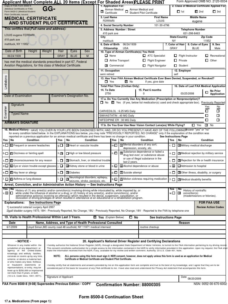 Copy Copy: Medical Certificate and Student Pilot Certificate | PDF ...