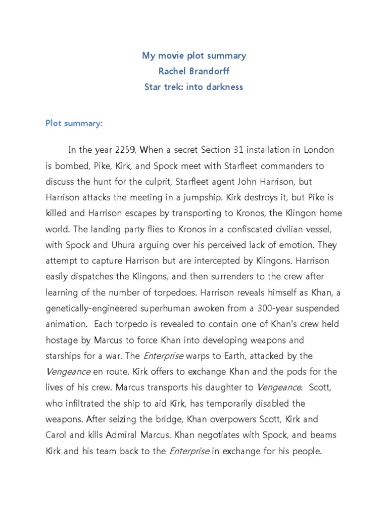 My Movie Plot Summary | PDF | History | Young Adult