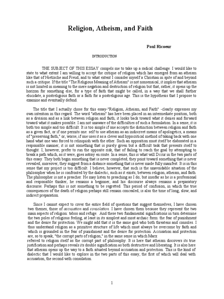 Religion Atheism Faith | PDF | Religion And Belief