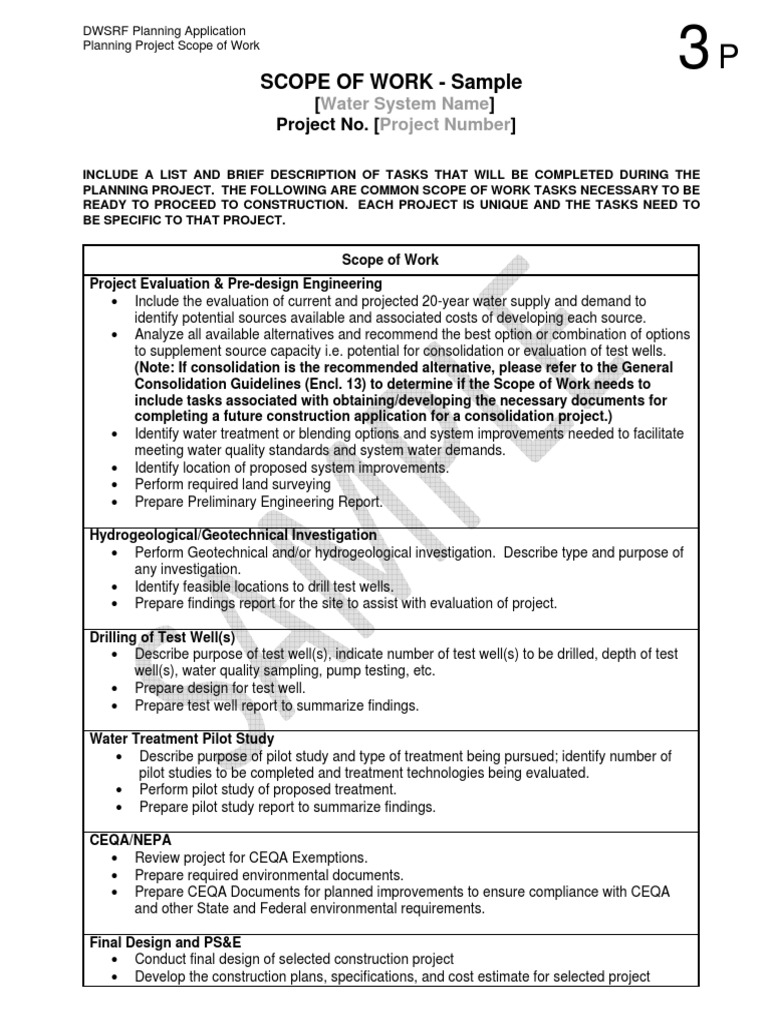 Scope of Work - Sample: Project No. | PDF | National Environmental ...