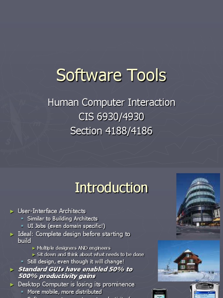 Software Tools: Human Computer Interaction CIS 6930/4930 Section 4188/4186 | PDF | Graphical ...