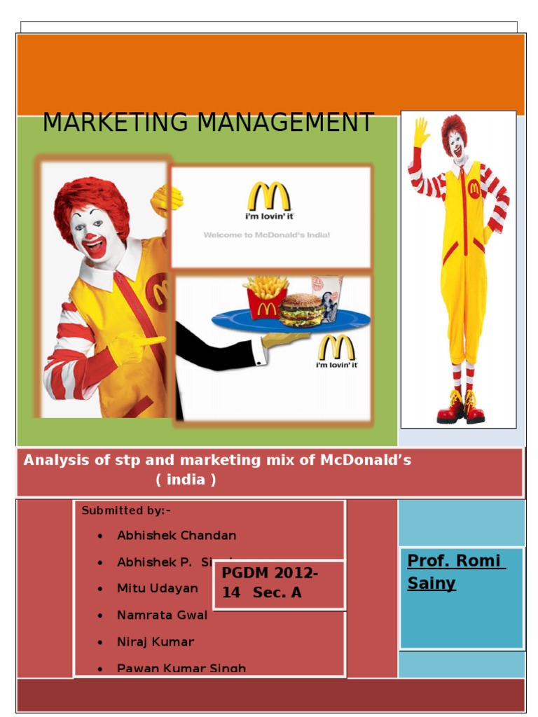 Marketing Management: Analysis of STP and Marketing Mix of Mcdonald'S ...