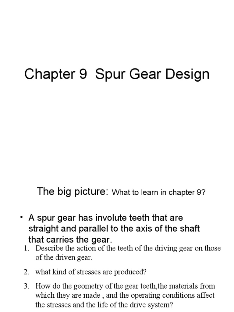 Spur Gear Design Fundamentals | PDF | Gear | Horsepower